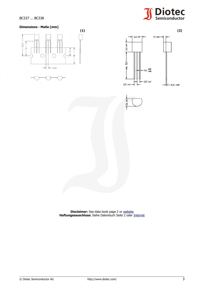 BC337 and BC338 datasheet page 3