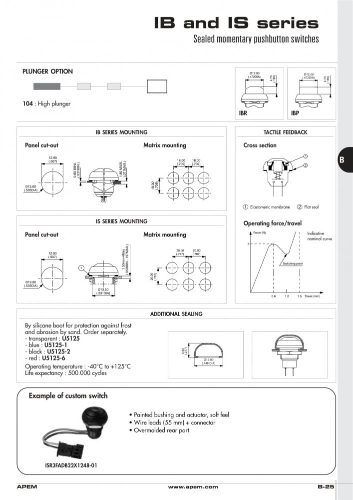 APEM IB and IS series datasheet page 4
