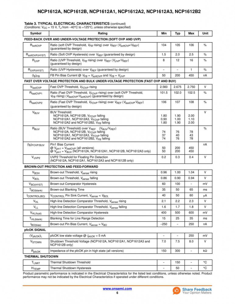 NCP1612 document page 6