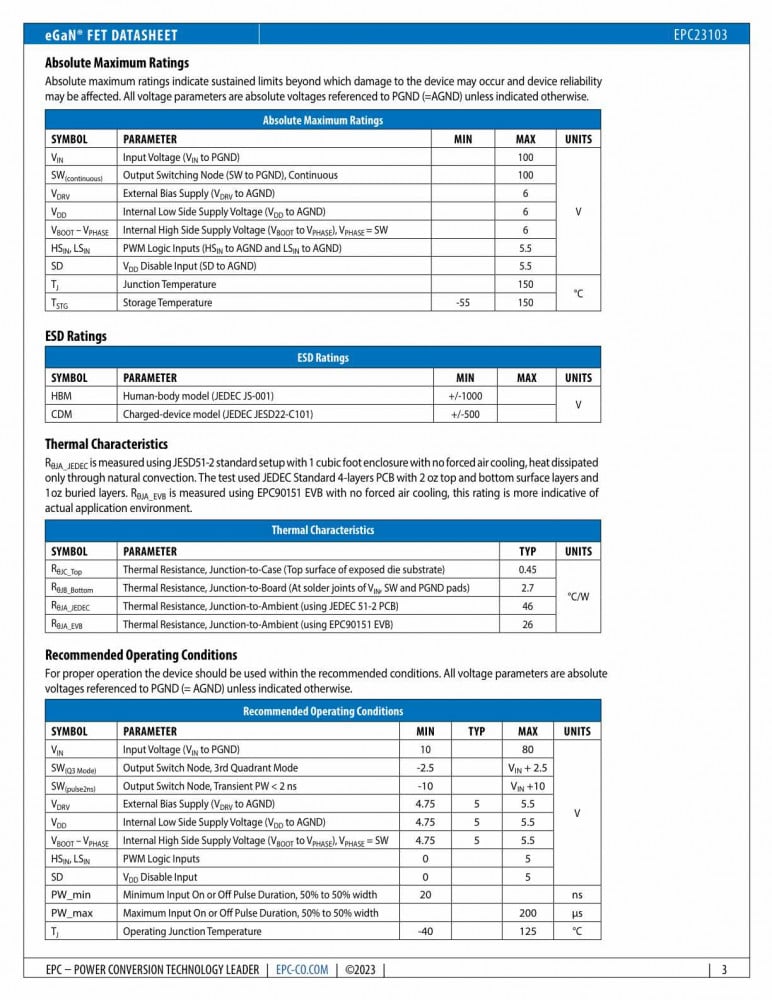 EPC23103 datasheet page 3