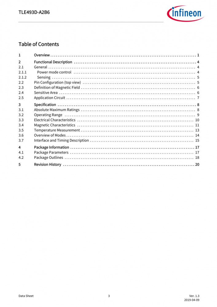 TLE493D-A2B6 technical document page 3