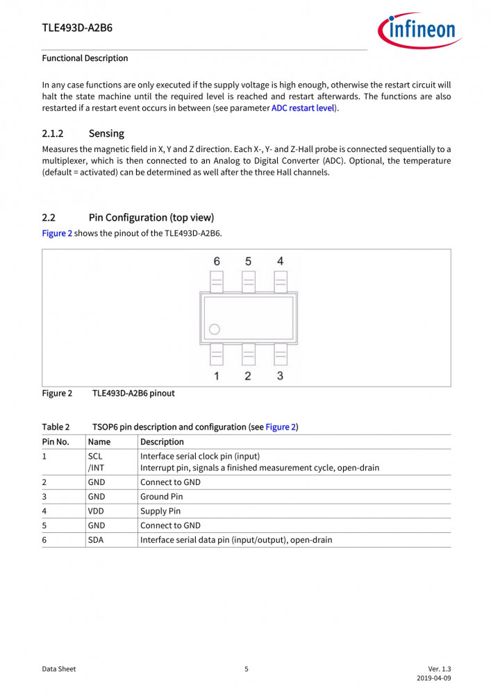 TLE493D-A2B6 technical document page 5