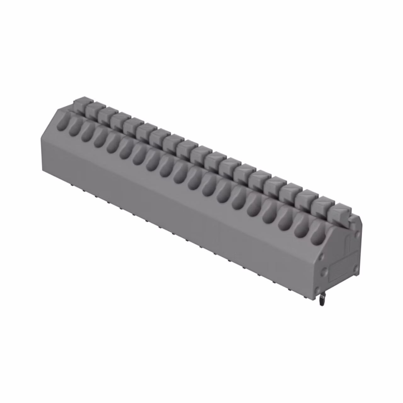 3.50mm Pitch, Eurostyle Fixed-Mount Push-Button Terminal Block, 45° Modular, 5A, 20-16 AWG, Light Gray, 19 Circuits for sale