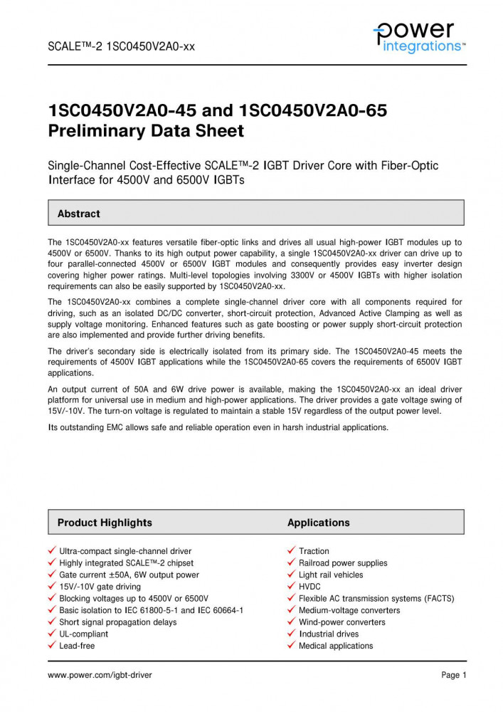 1SC0450V2A0-45 datasheet page 1