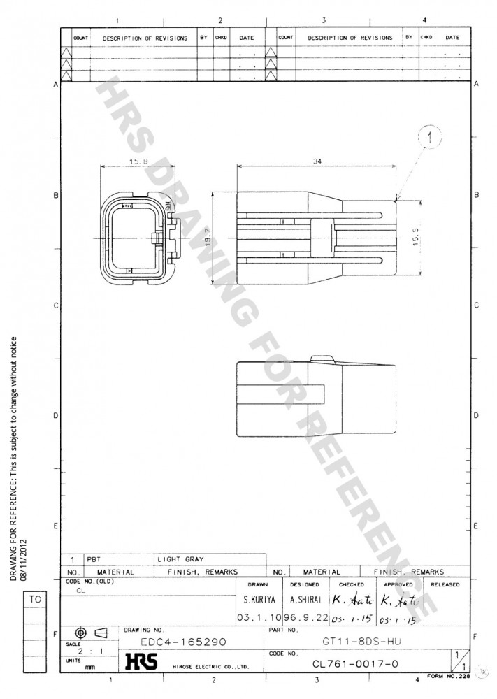HRS GT11-8DS-HU reference drawing