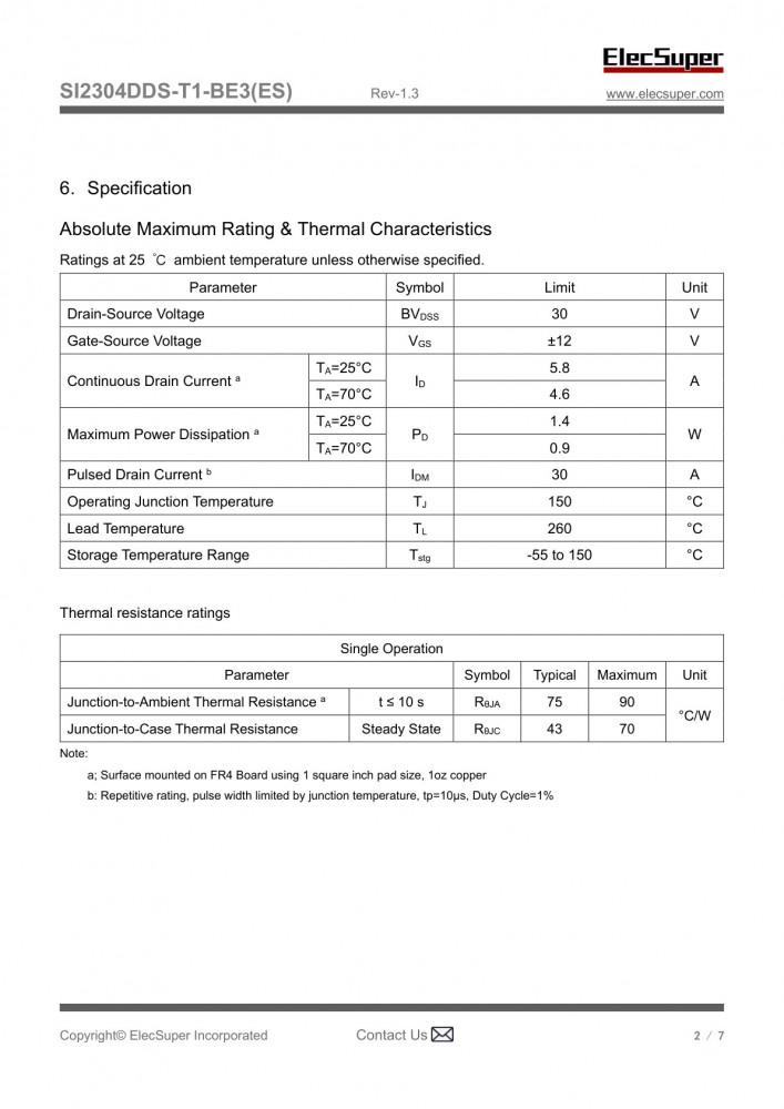SI2304DDS-T1-BE3(ES) datasheet page 2