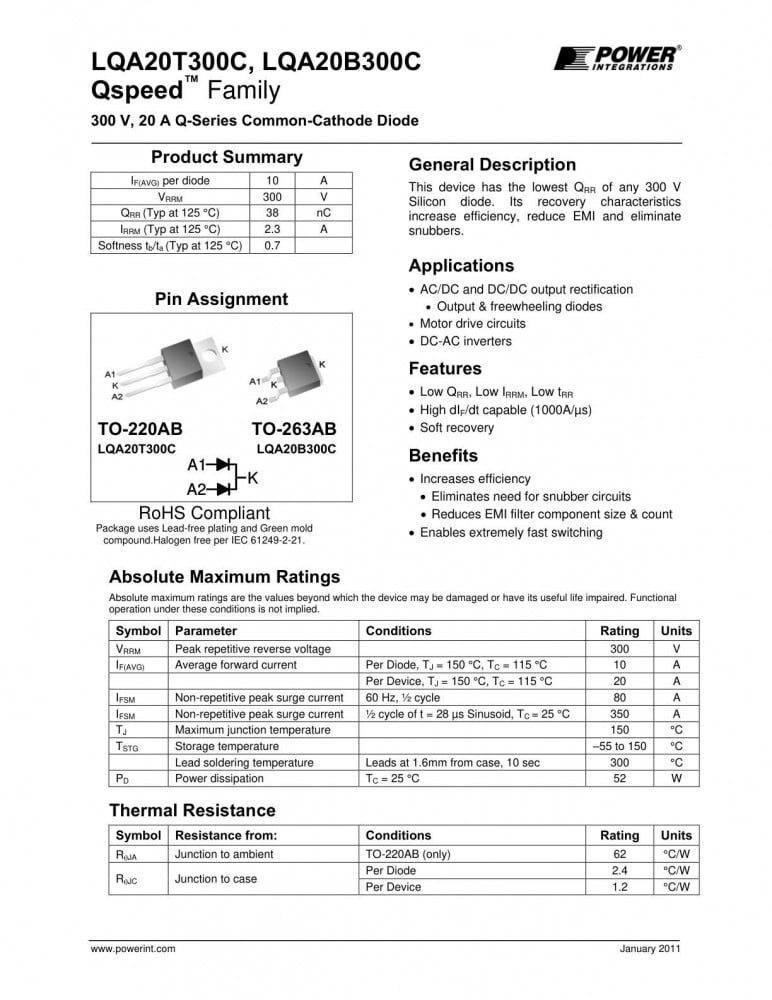 LQA20B300C datasheet page 1