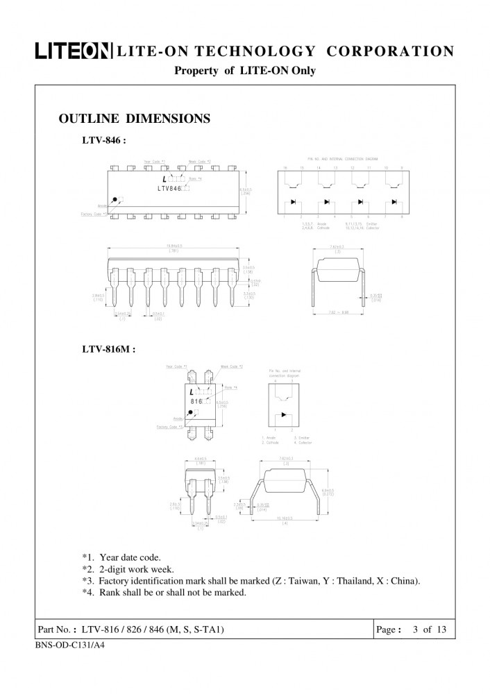 LITEON LTV-816 family datasheet page 3