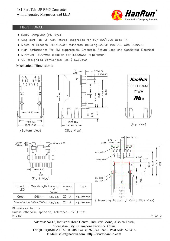 HR911196AE mechanical drawing page