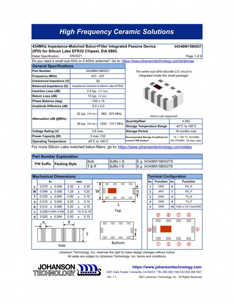 0434BM15B0027E datasheet page 1