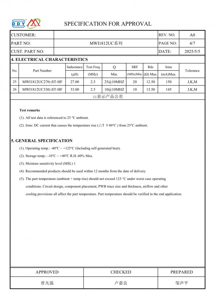 MWI1812UC150JST-HF approval document page 5