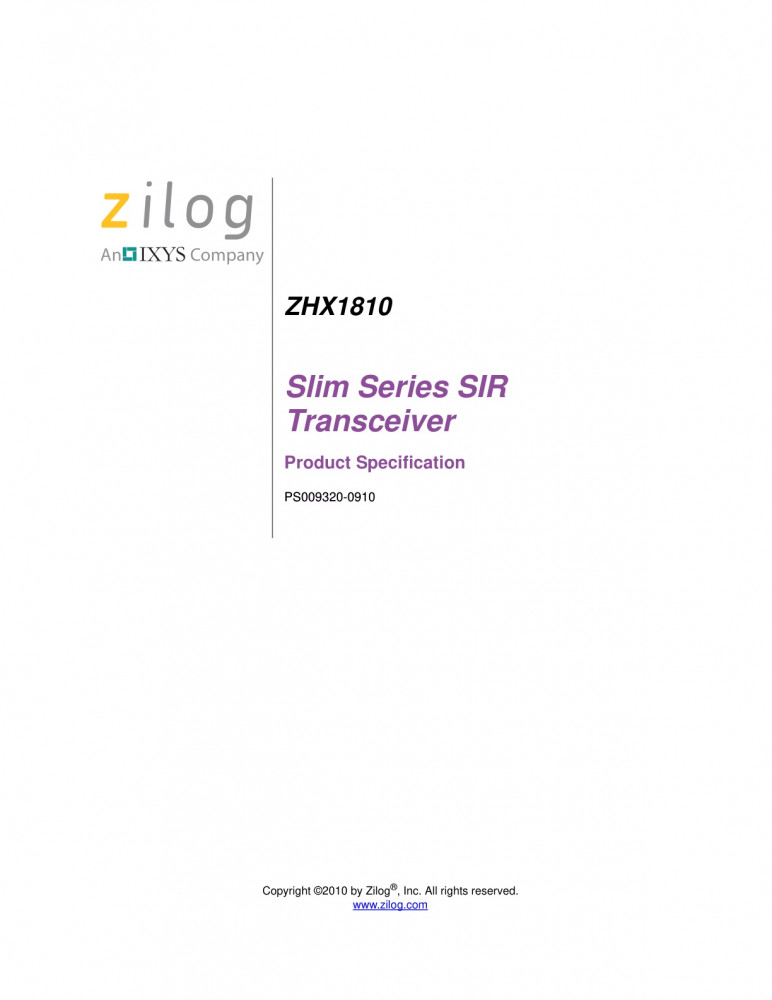 ZHX1810 datasheet page 1