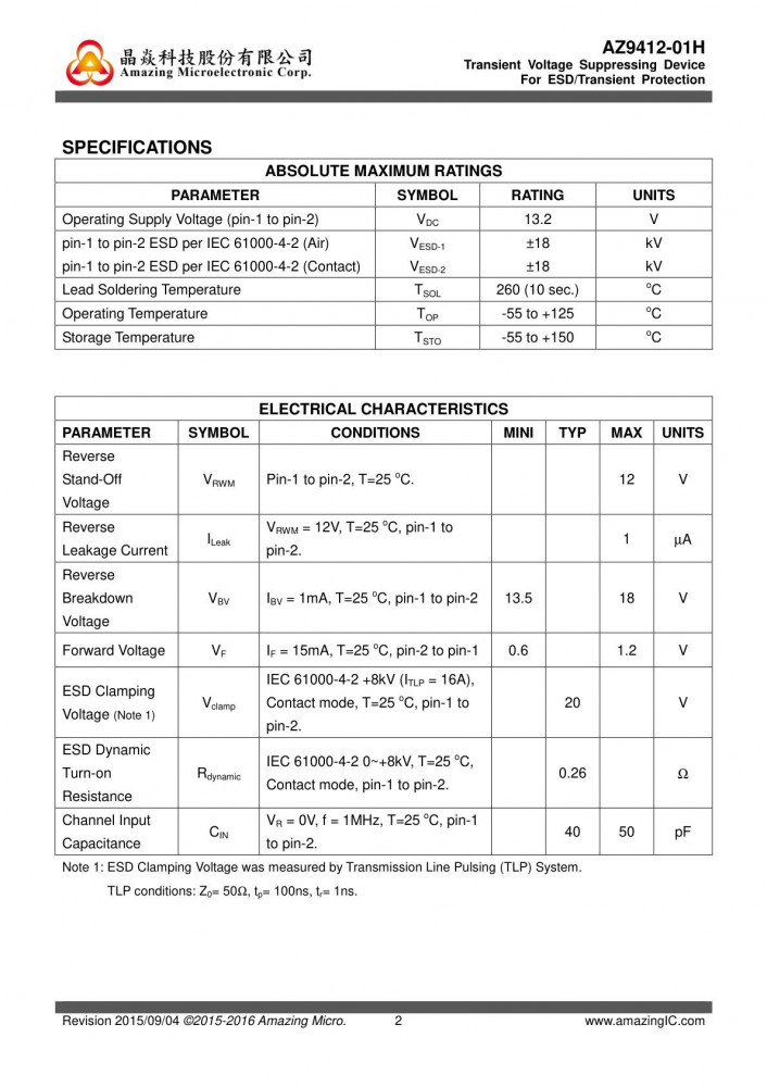 AZ9412-01H datasheet page 2