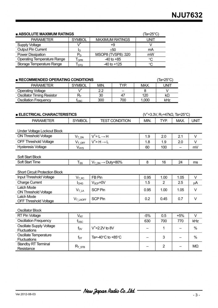 NJU7632 datasheet page 3