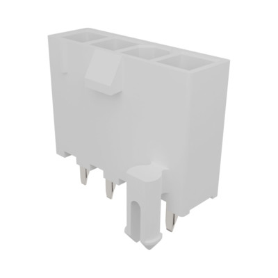 Mini-Fit Jr. Vertical Header, 4.20mm Pitch, Dual Row, 4 Circuits, with Snap-in Plastic Peg PCB Lock, PA Polyamide Nylon 6/6 94V-2, Matte Tin, Natural for sale