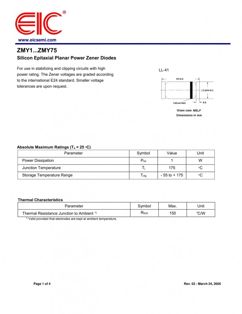 EIC ZMY5V6 datasheet page 1