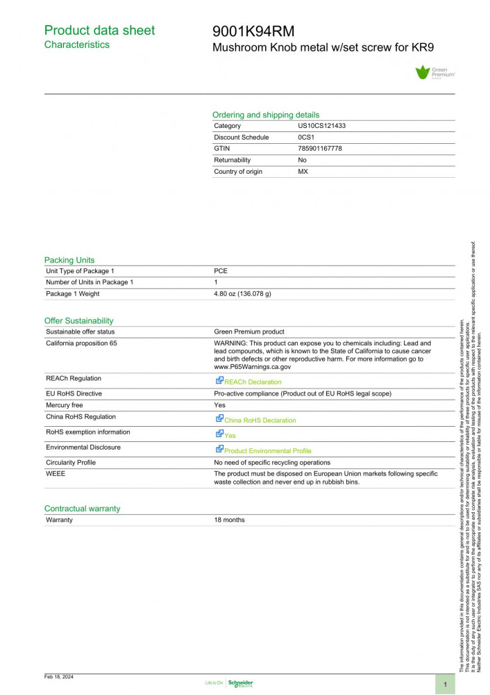 9001K94RM technical document preview