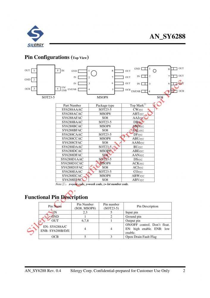 SY6288 datasheet page 2