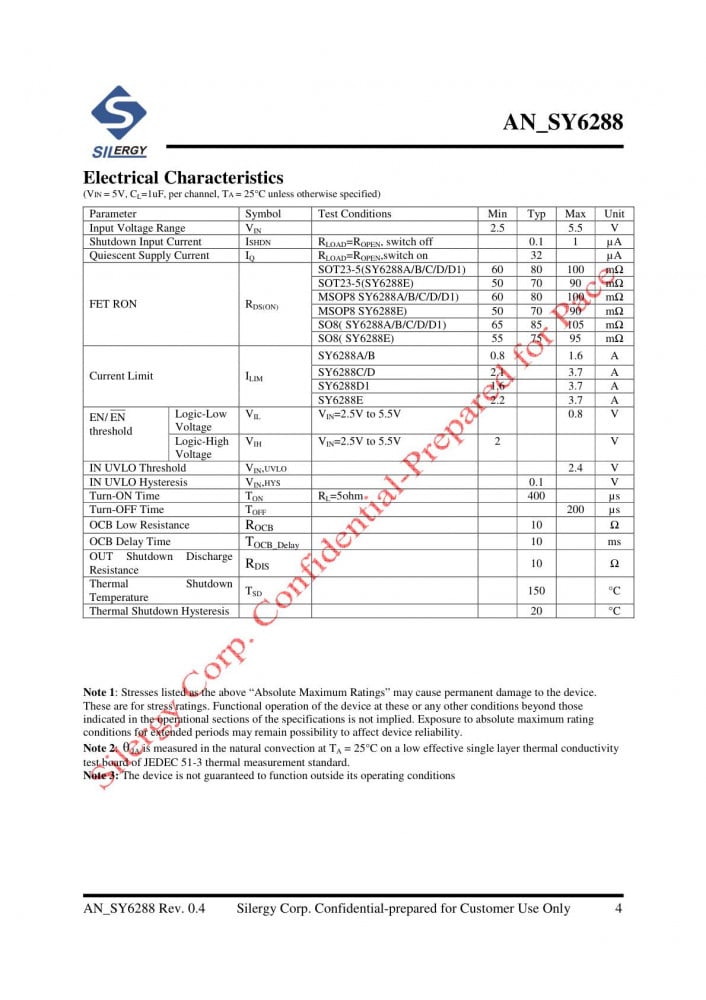 SY6288 datasheet page 4