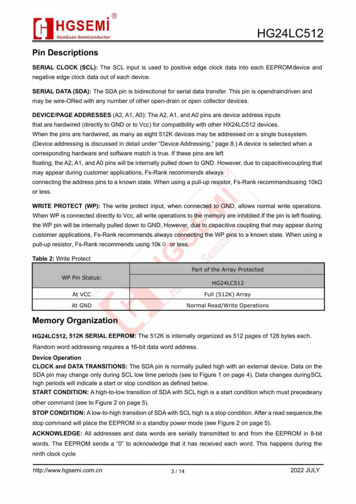 HG24LC512 datasheet page 3
