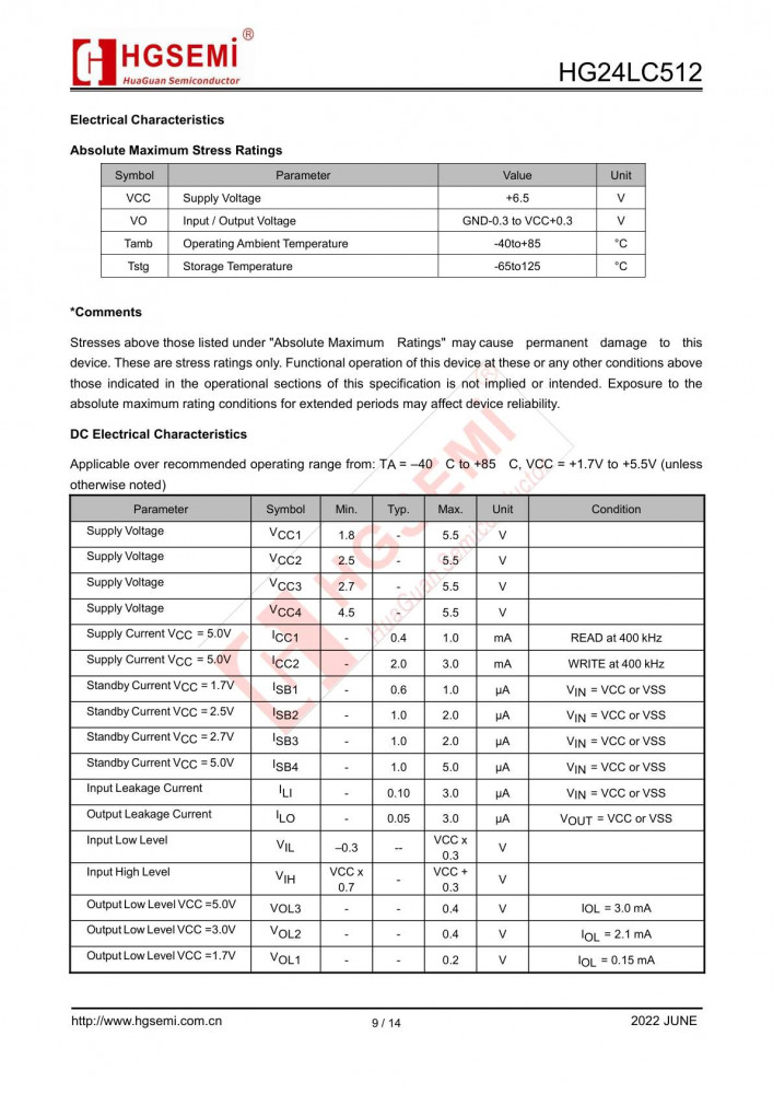 HG24LC512 datasheet page 9