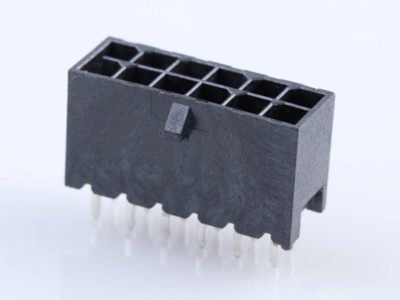 Micro-Fit+ Vertical Header, Through Hole, 3.00mm Pitch, Dual Row, 24 Circuits, 0.38µm Gold (Au) Plating, Glow-Wire Capable, Black, Tape and Reel