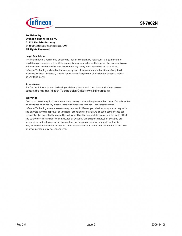 SN7002W H6433 datasheet page 9