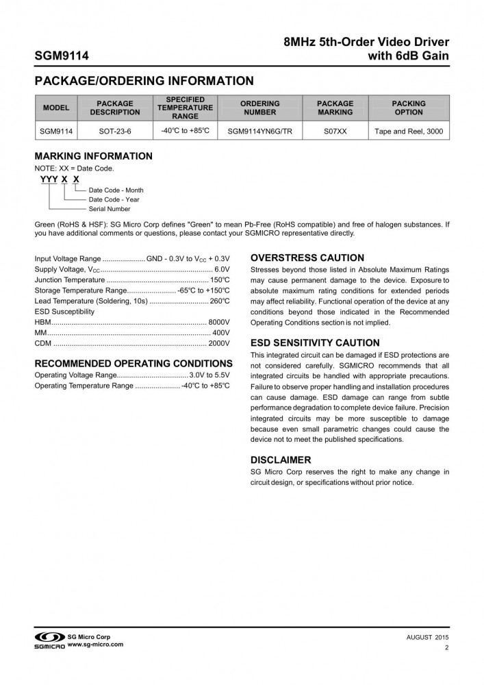 SGM9114 datasheet page 2