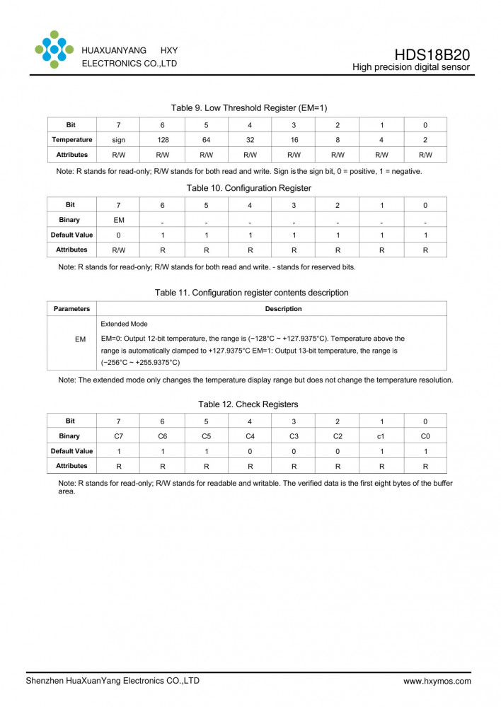 HDS18B20 datasheet page 6