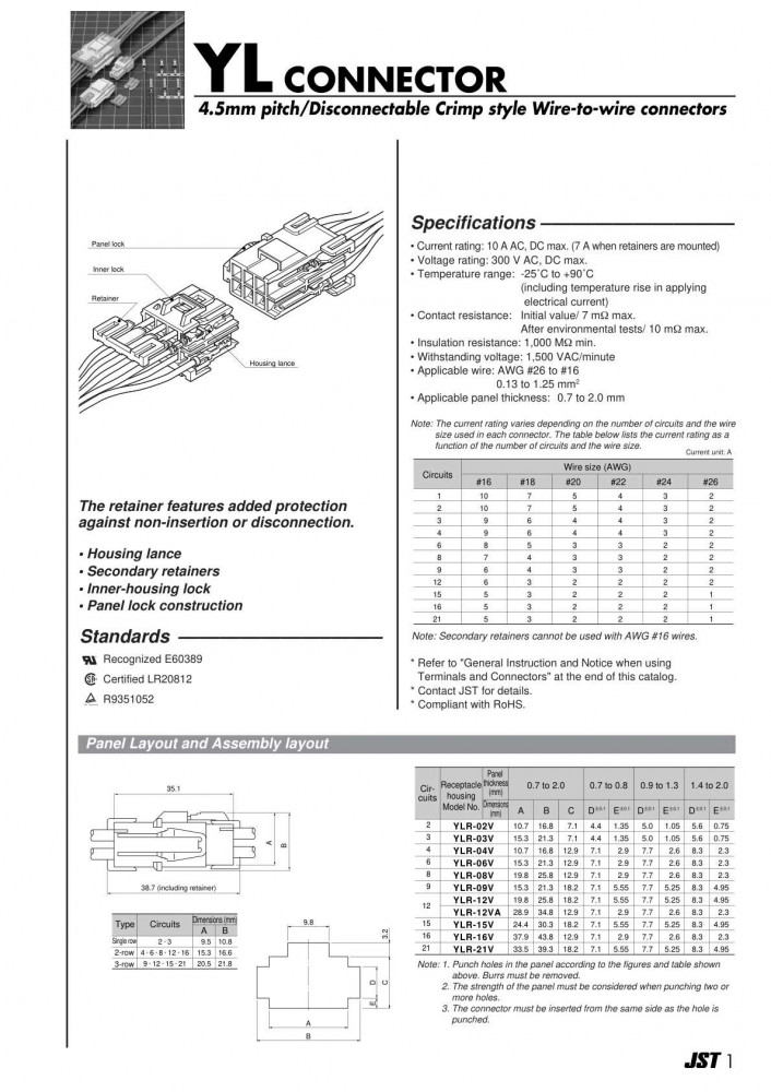 JST YL connector document page 1