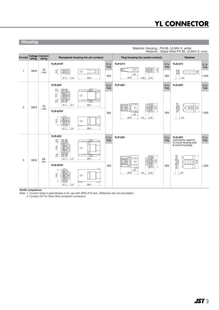 JST YL connector document page 3