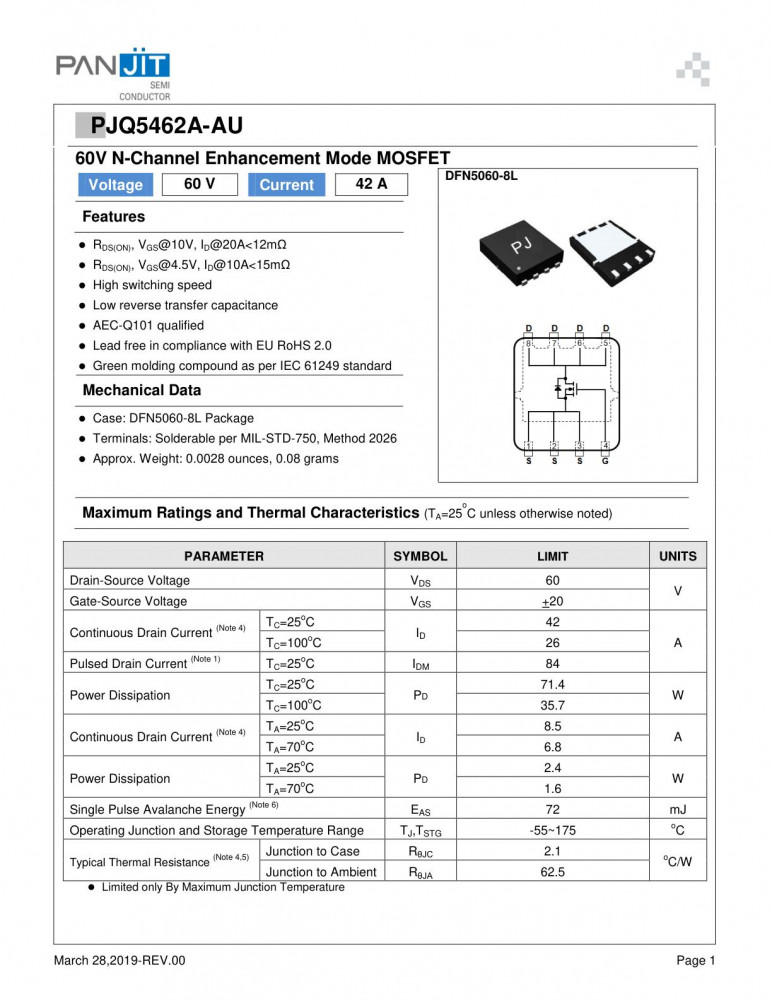 PJQ5462A-AU datasheet page 1