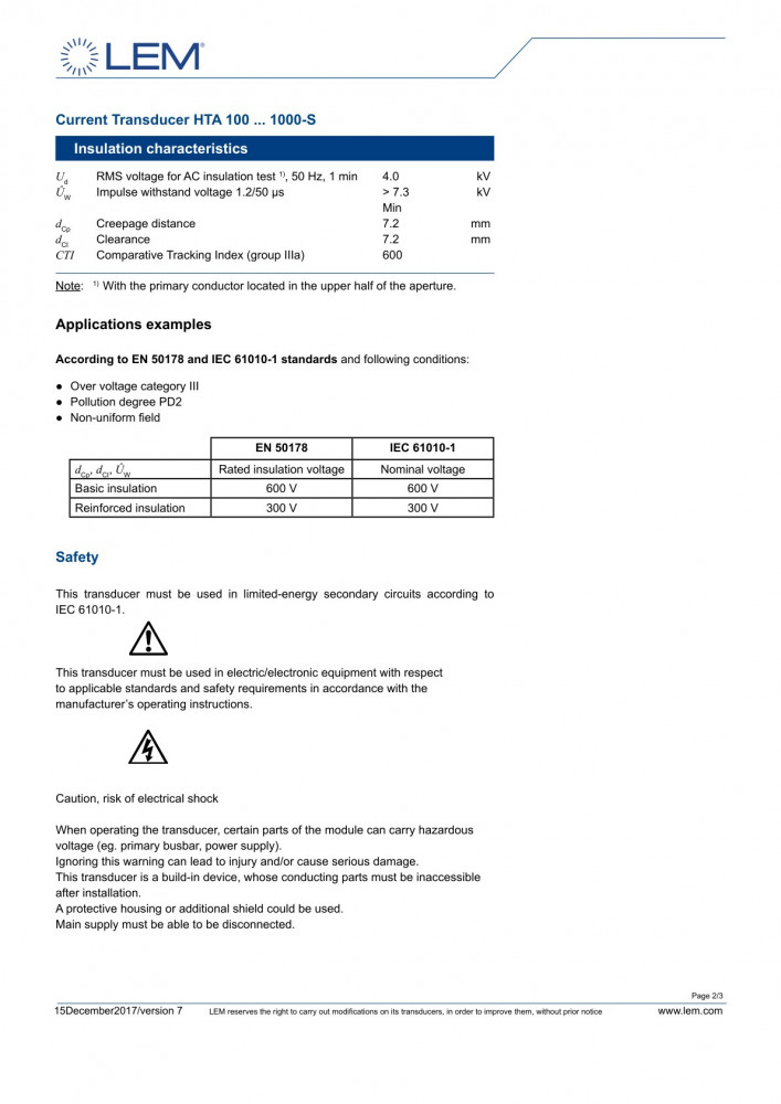 HTA 1000-S technical document page 2