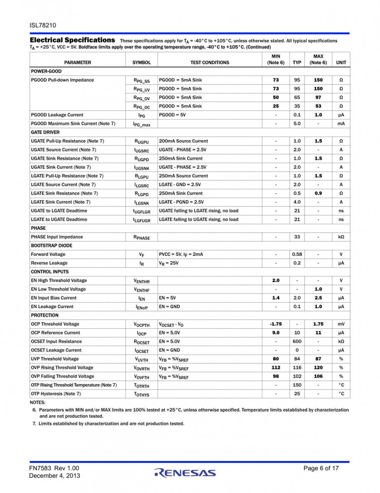 ISL78210ARUZ-T datasheet page 6