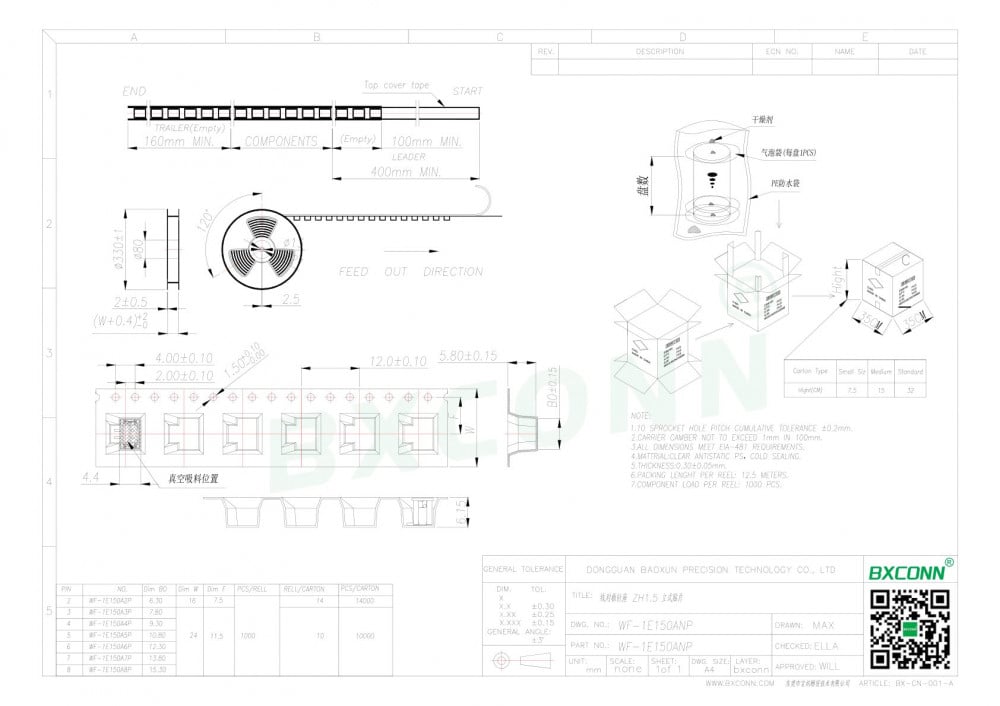 WF-1E150A9P technical document page 2