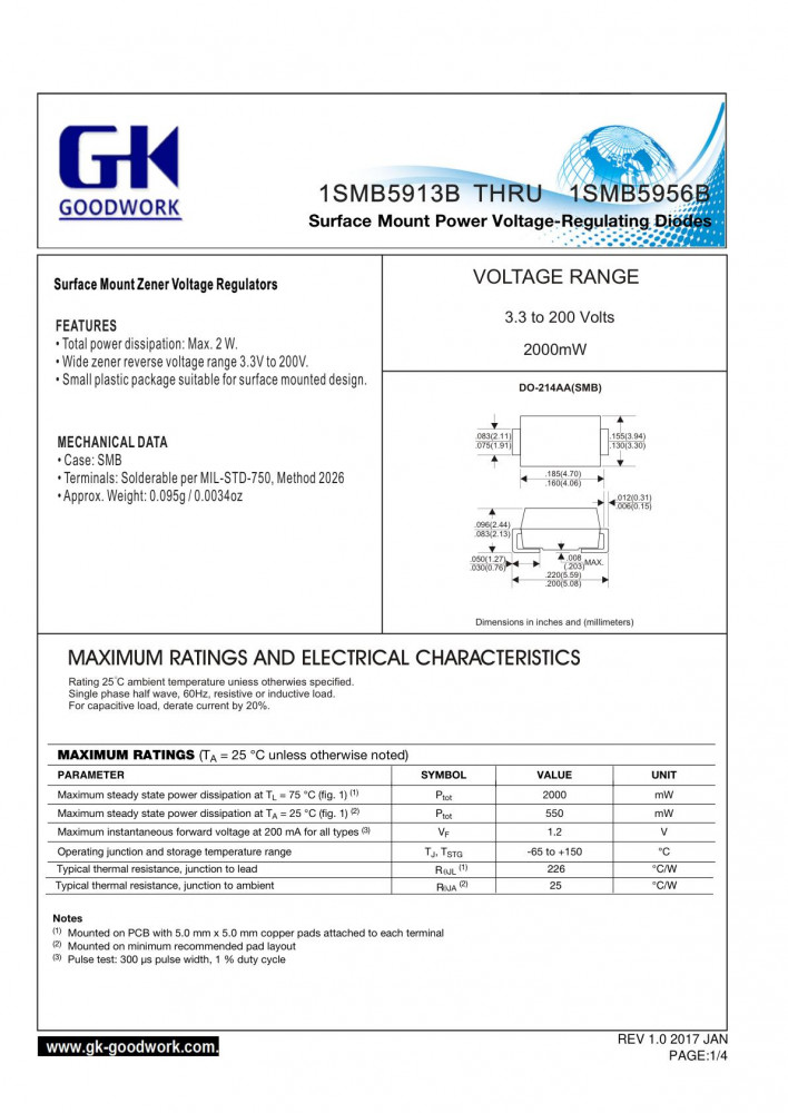 GOODWORK 1SMB5918B datasheet page 1