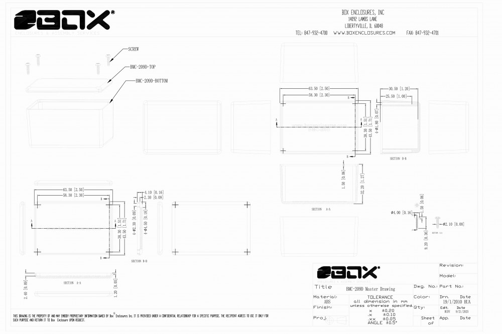 BMC-209D enclosure drawing preview