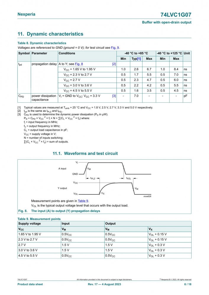 74LVC1G07GX4Z datasheet page 6