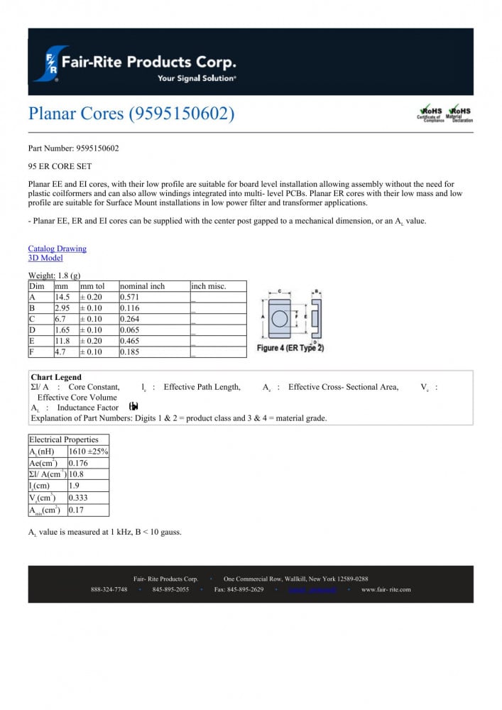 Fair-Rite 9595150602 catalog drawing page