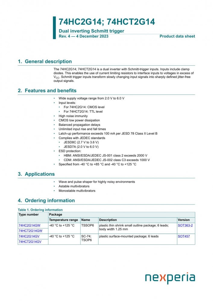 Datasheet page 1