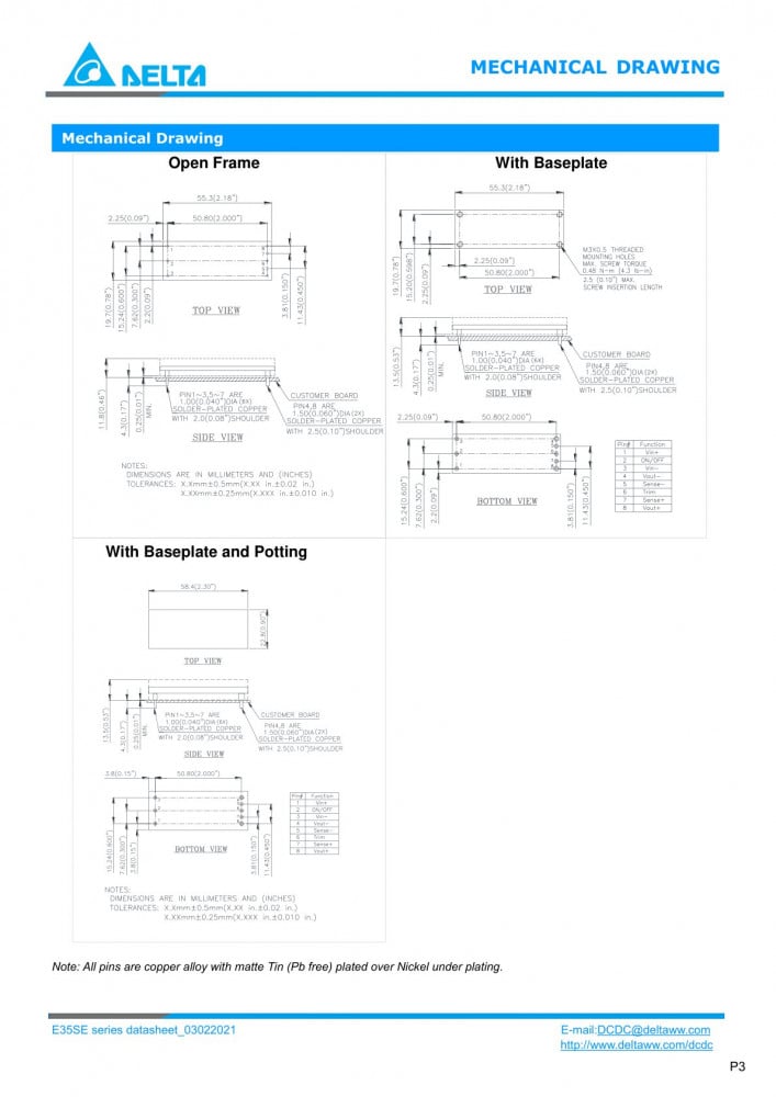 DELTA E35SE24006PDPG datasheet page 3