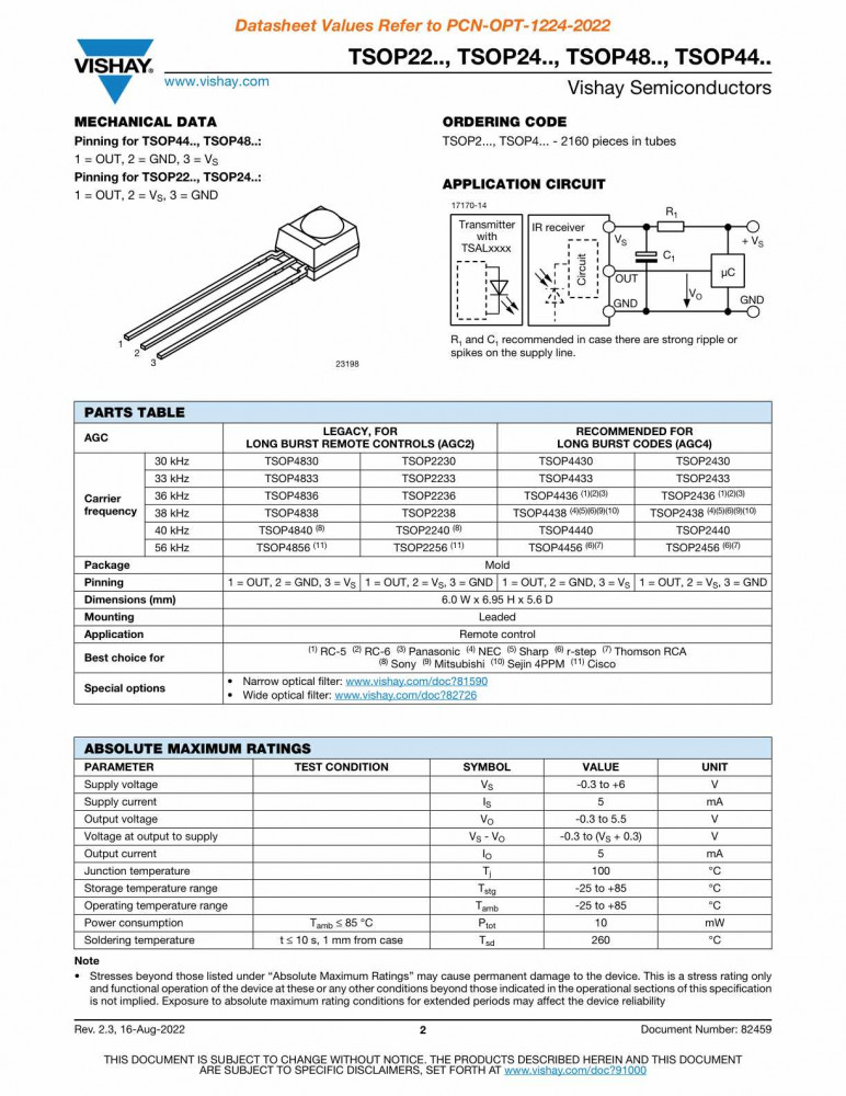 TSOP2237 datasheet page 2