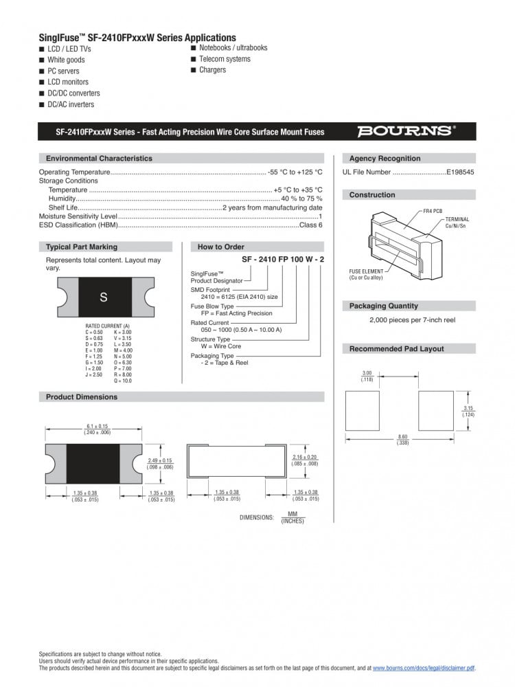 BOURNS SF-2410FP500W-2 datasheet page 2