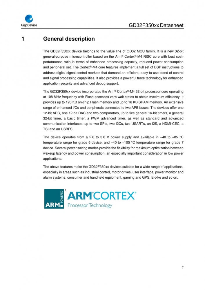 GD32F350xx datasheet page 8