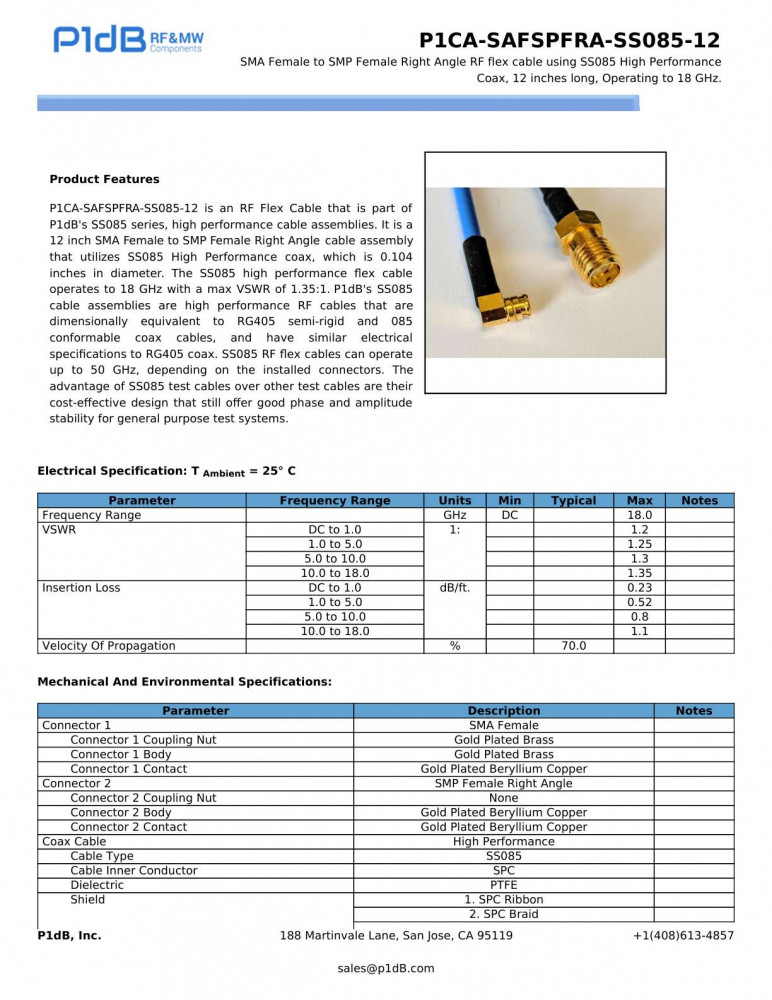 P1CA-SAFSPFRA-SS085-12 technical document page 1
