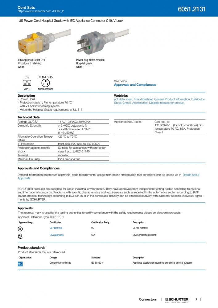 SCHURTER 6051.2131 datasheet page 1