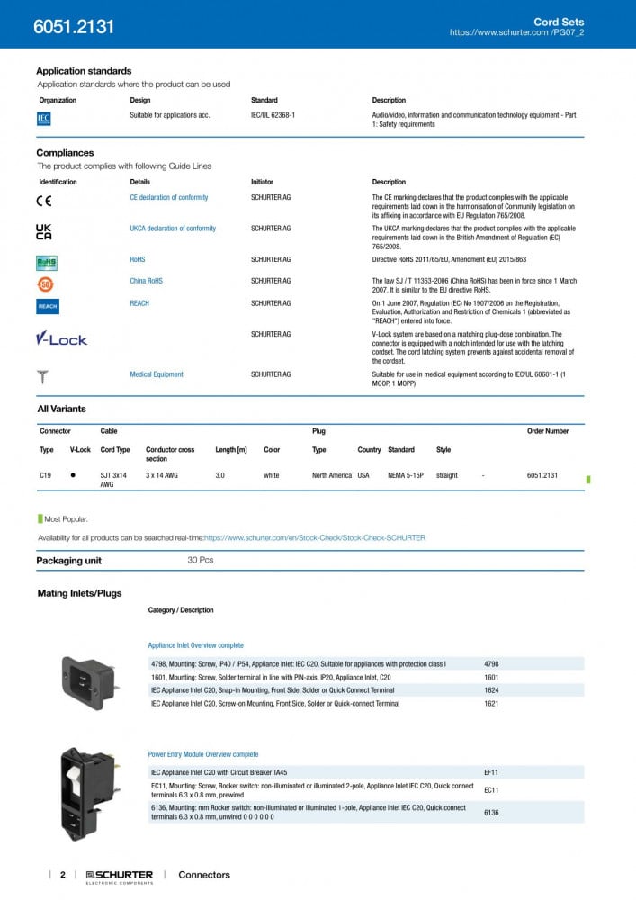 SCHURTER 6051.2131 datasheet page 2