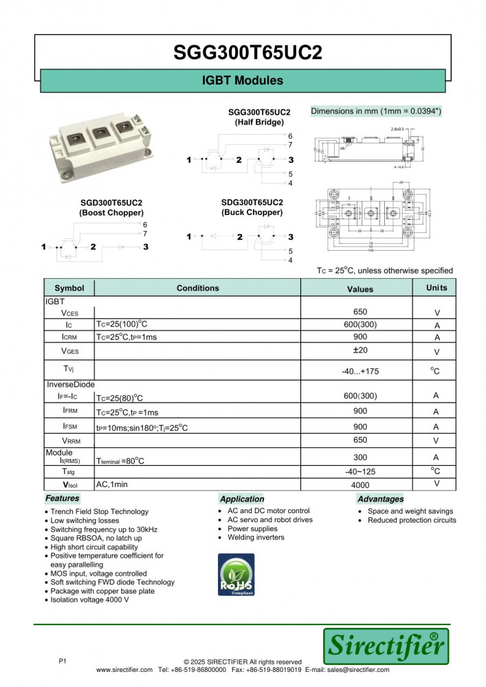 SGG300T65UC2 technical document, page 1