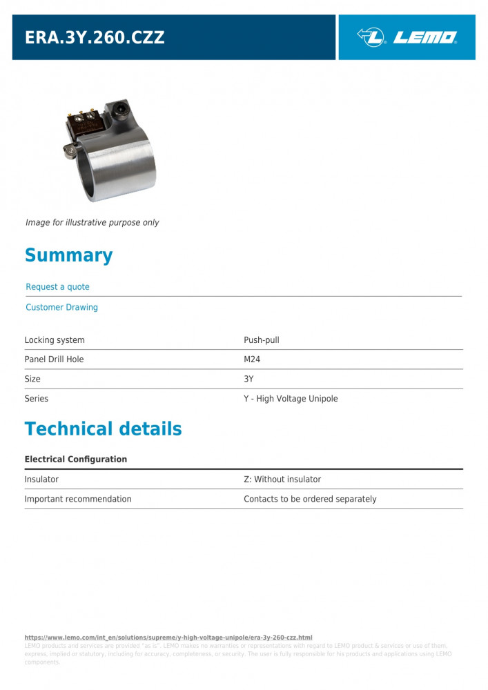 LEMO ERA.3Y.260.CZZ technical documentation image 1