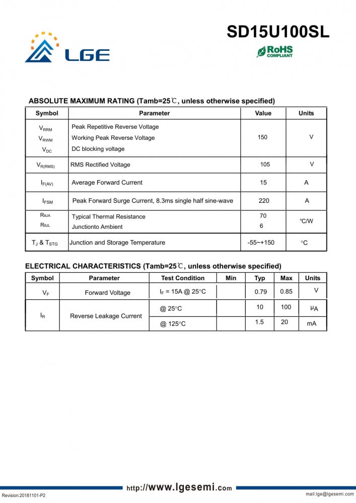 SD15U150SL datasheet page 2